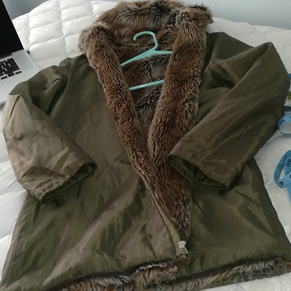 unbranded | Jackets & Coats | Fuzzy Army Green Coat | Poshmark